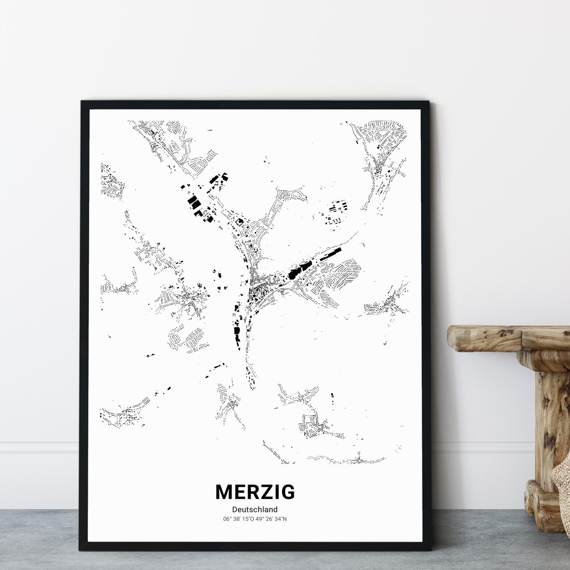 Cartida - Schwarzplan von Merzig - Saarland - Deutschland