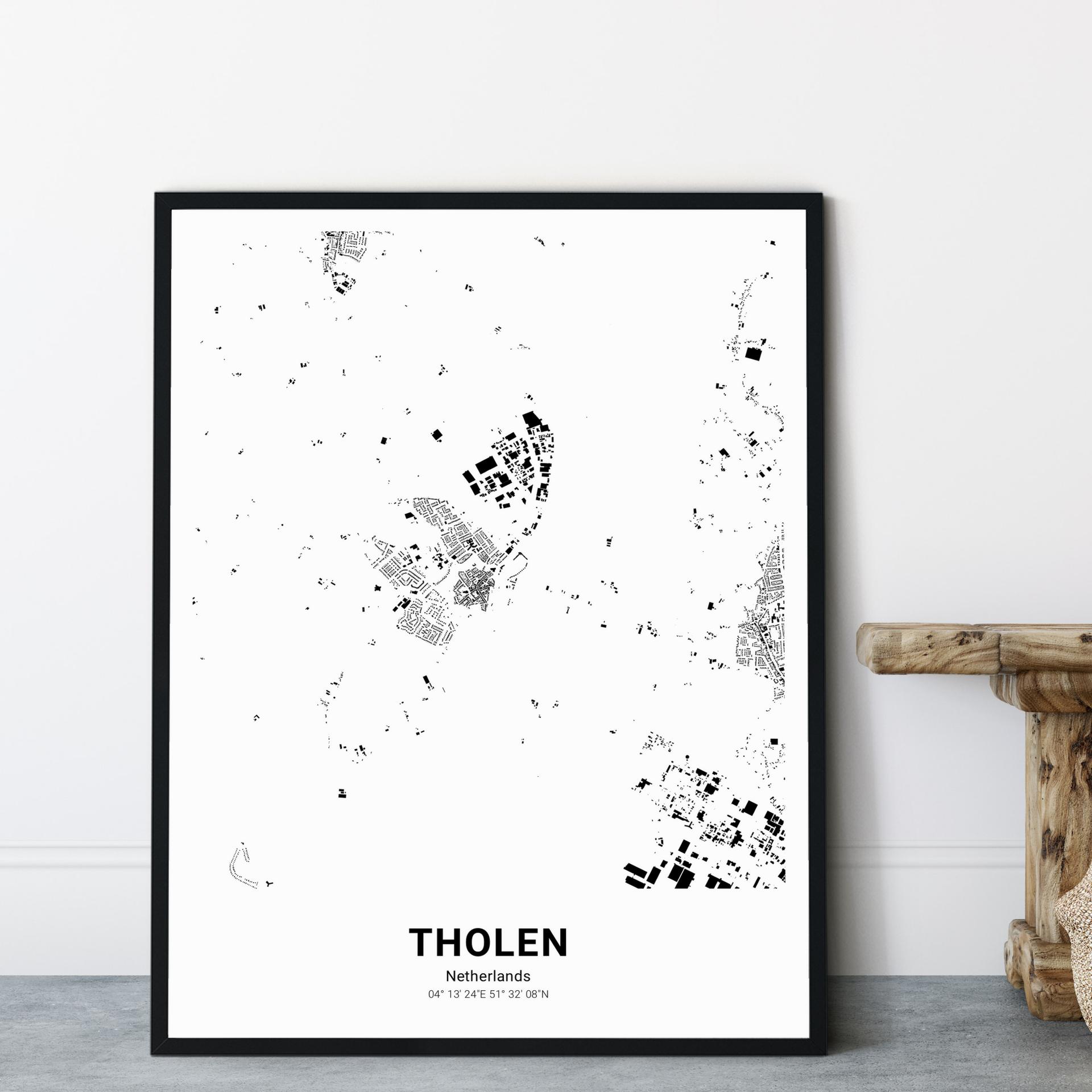 Cartida - Schwarzplan von Tholen - Zeeland - Niederlande