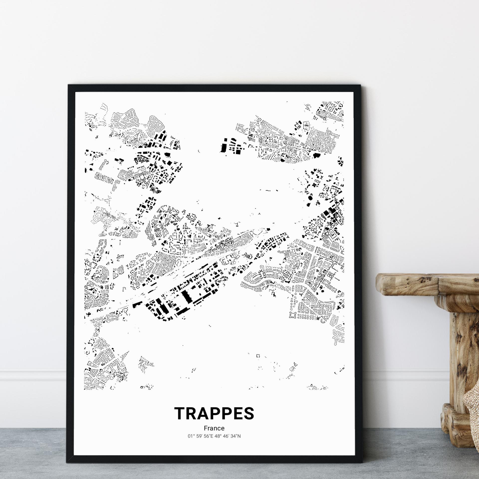 Cartida - Schwarzplan von Trappes - Île-de-France - Frankreich