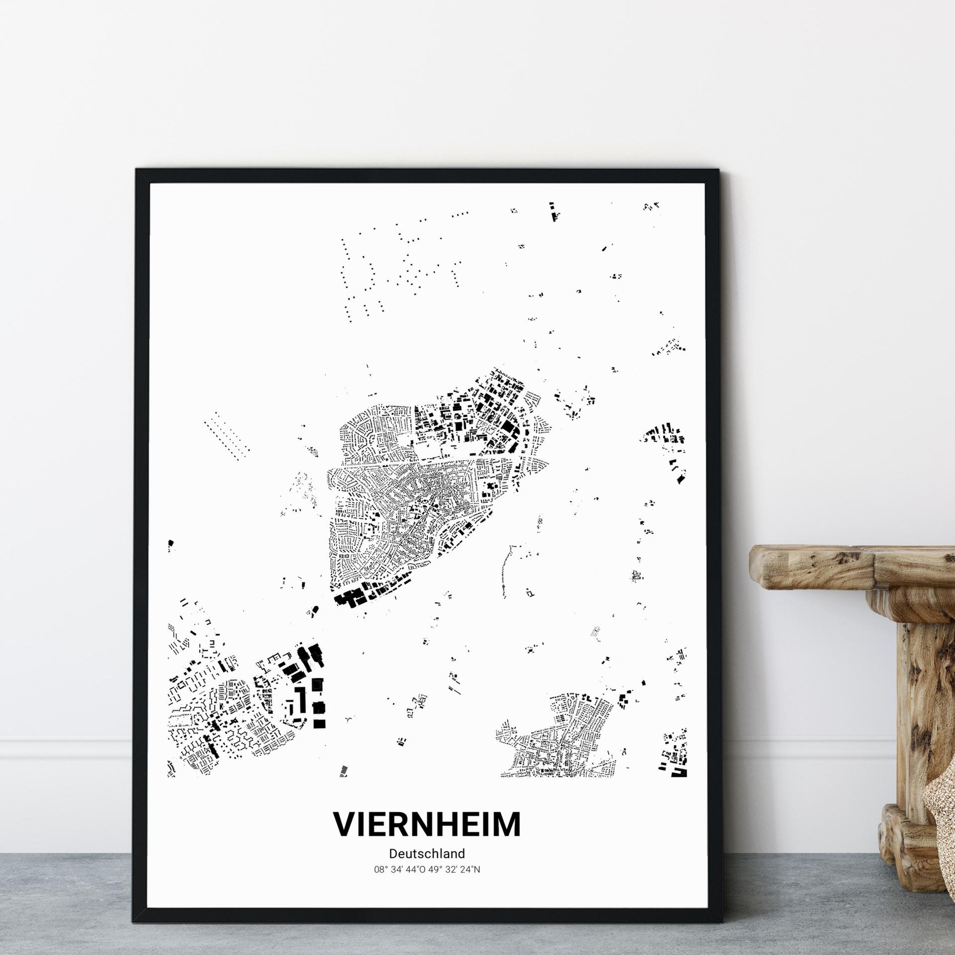 Cartida - Schwarzplan von Viernheim - Hessen - Deutschland