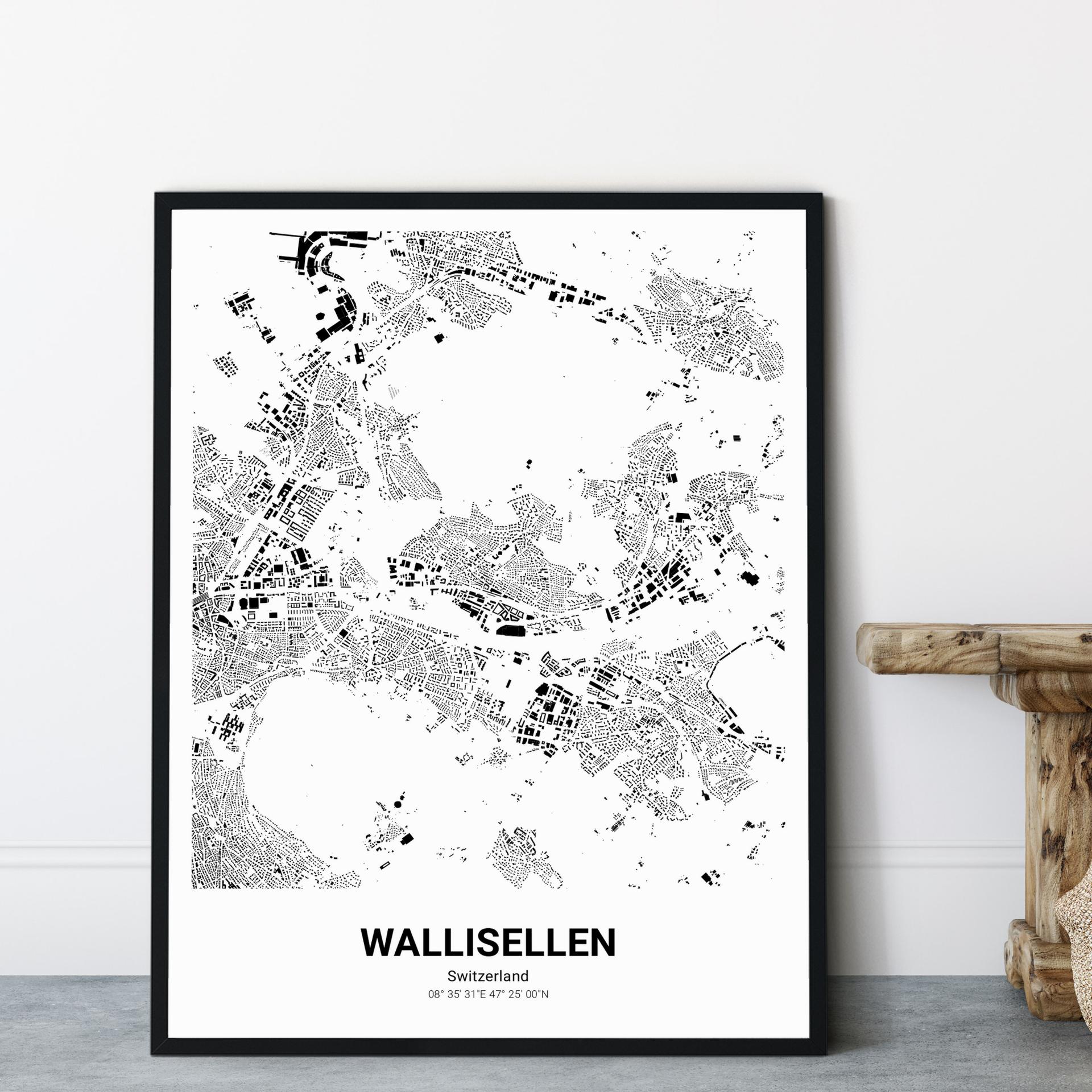 Cartida - Schwarzplan von Wallisellen - Zürich - Schweiz