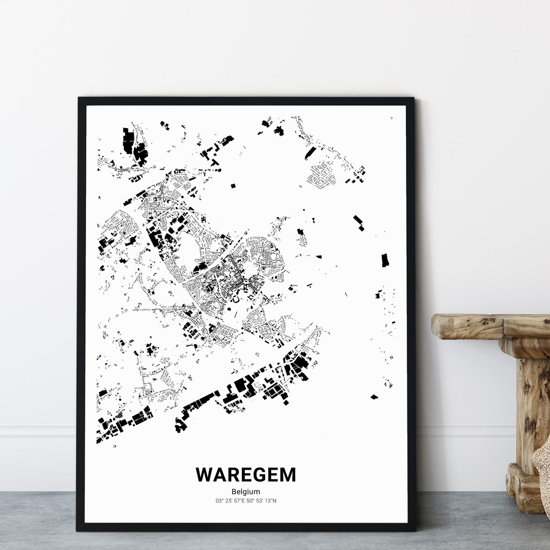 Cartida - Schwarzplan von Waregem - Vlaanderen - Belgien