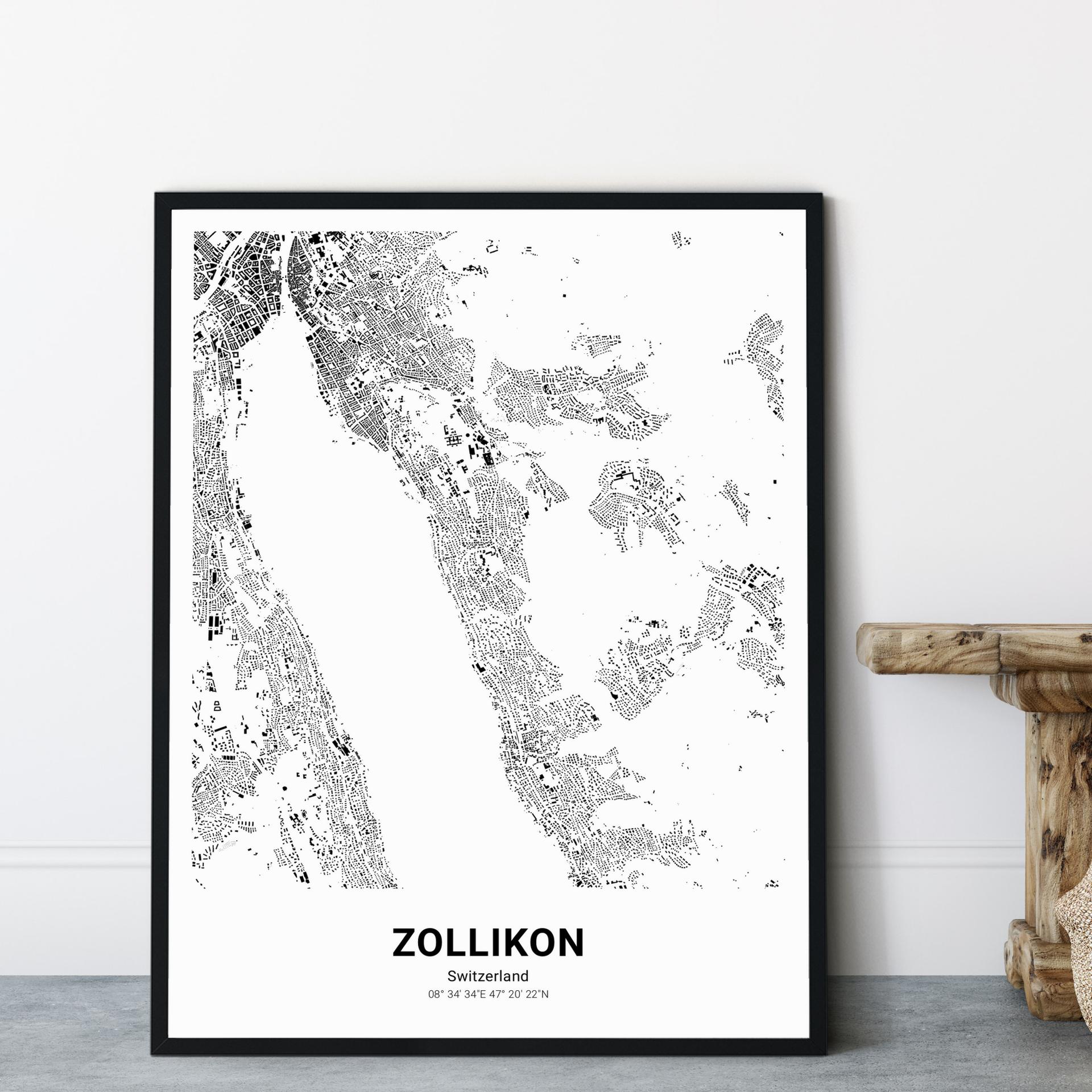 Cartida - Schwarzplan von Zollikon - Zürich - Schweiz